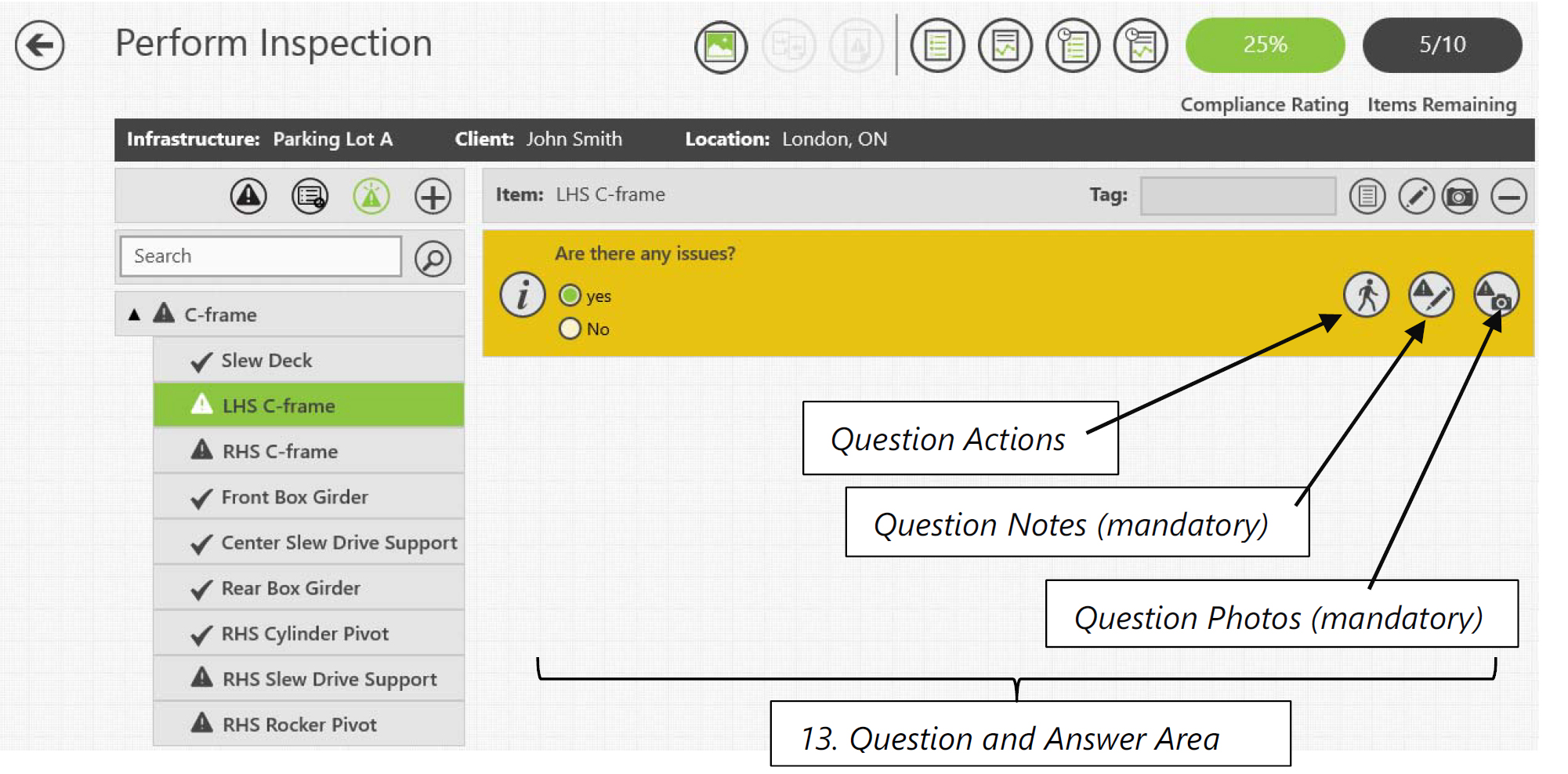 Field Eagle Tablet - Performing An Inspection Screen – Field Eagle